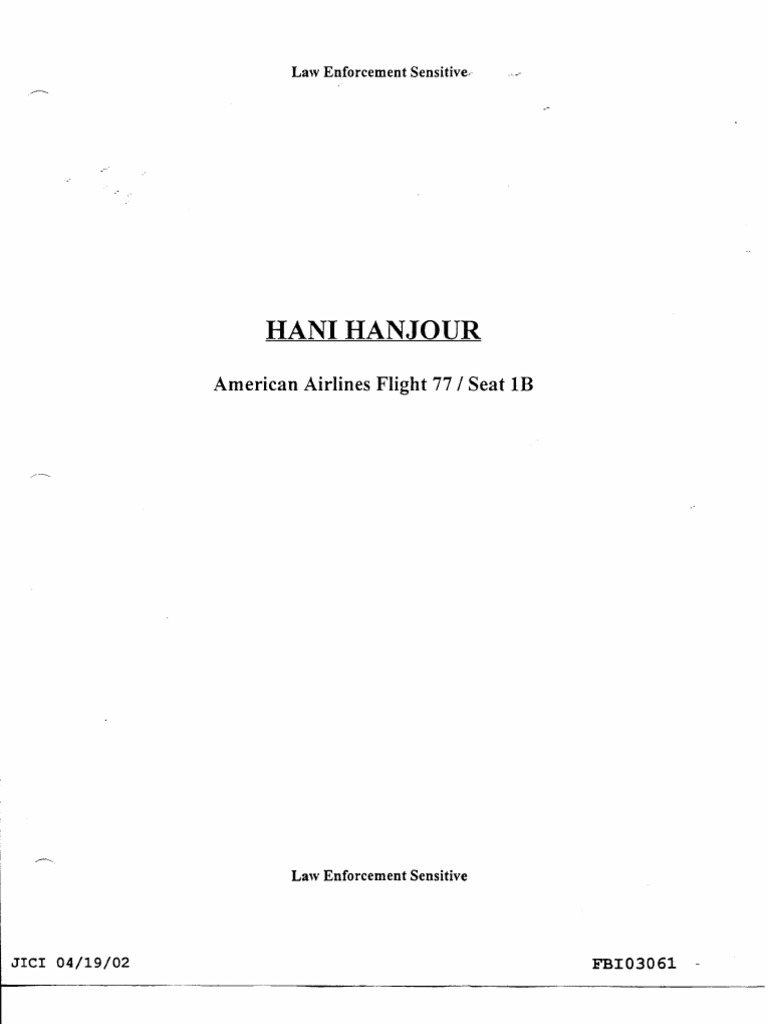 FBI Summary about Alleged Flight 77 Hijacker Hani Hanjour | Aviation