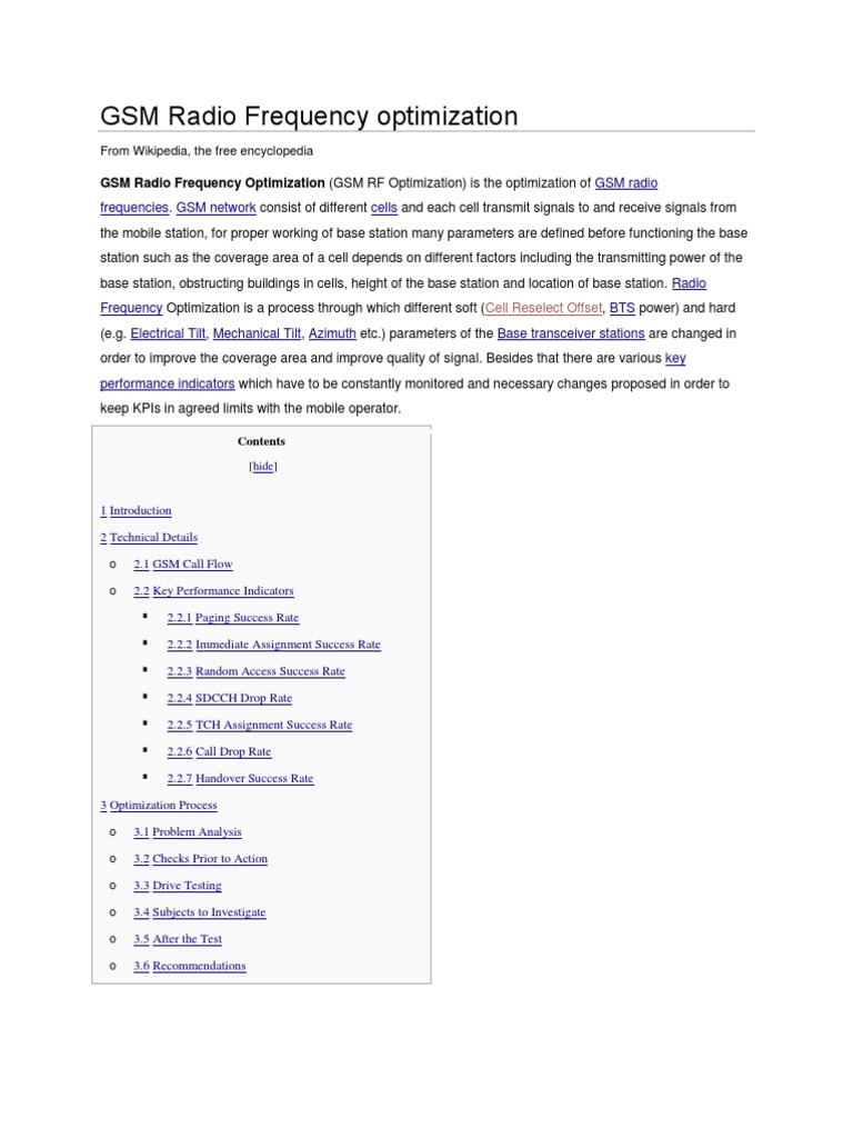 GSM Radio Frequency Optimization | PDF | Radio Technology | Networks