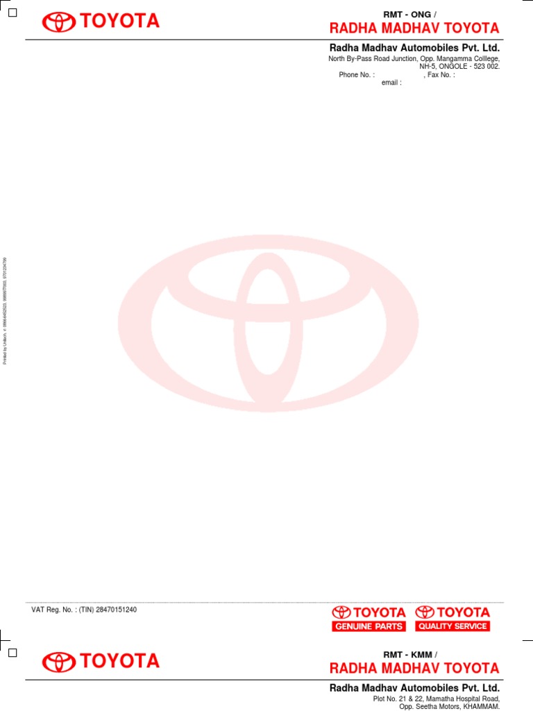 Radha Krishna Toyota-Invoice | PDF | Technology & Engineering
