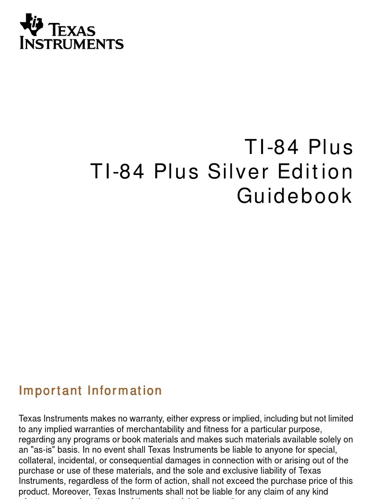 TI-84 Plus Silver Edition Manual | PDF