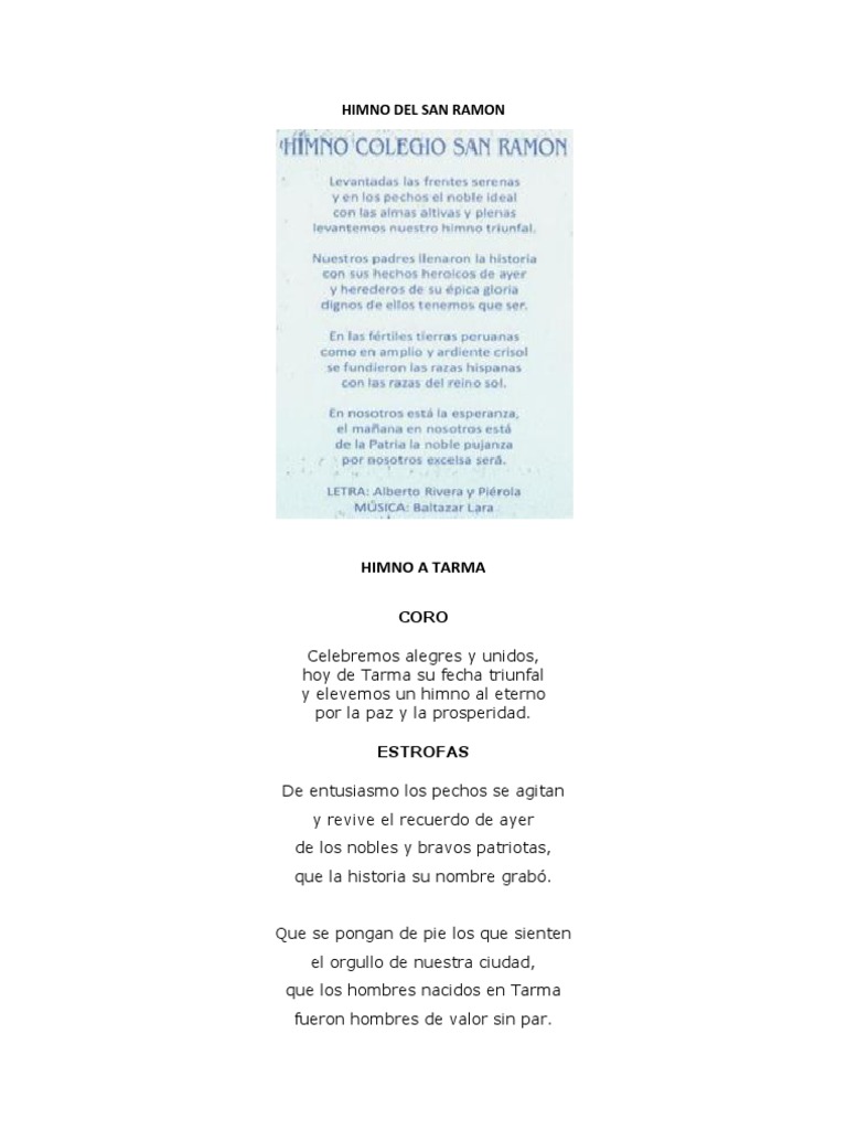 Himno Del San Ramon | PDF | Canciones patrióticas | Himnos
