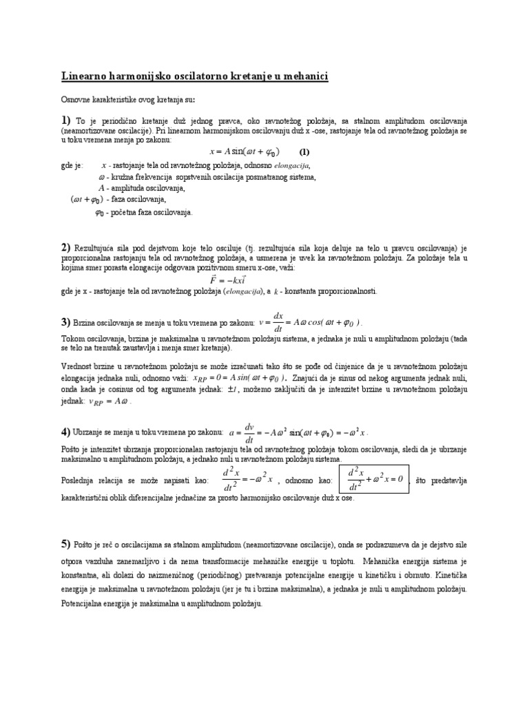 Harmonijsko Oscilovanje | PDF