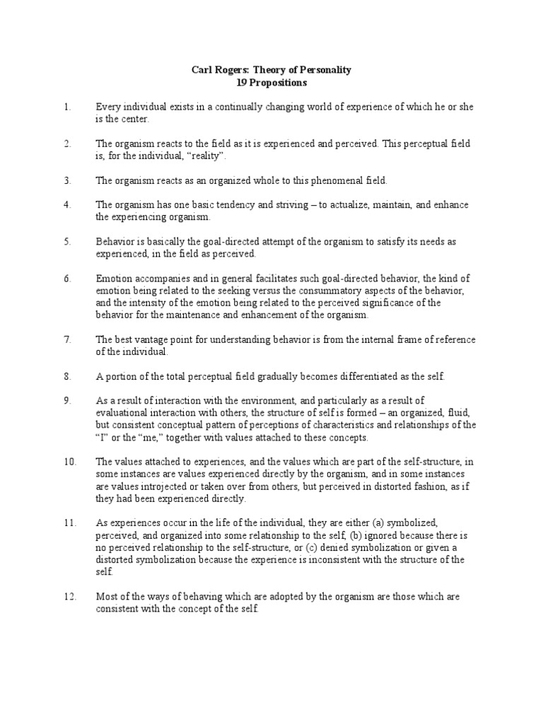 Carl Rogers - Theory of Personality | PDF | Perception | Self