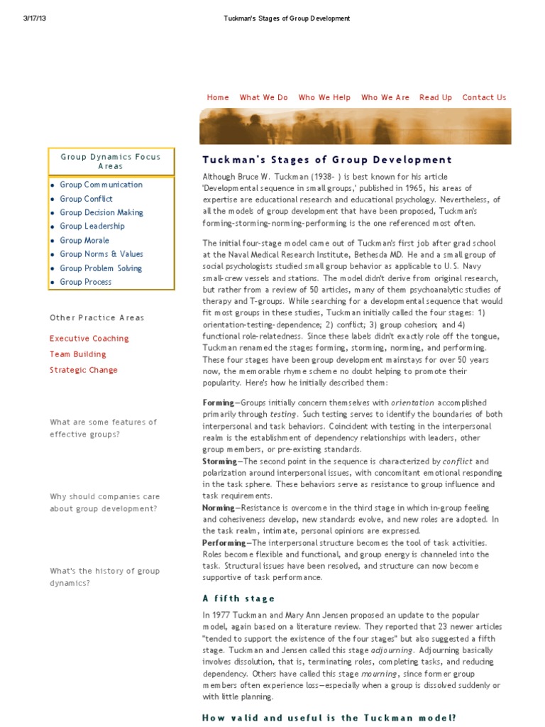 Tuckman's Stages of Group Development | PDF | Behavioural Sciences ...