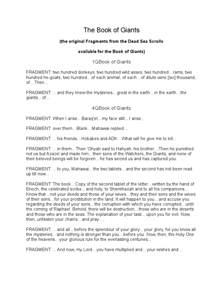 The Book of Giants (2009 Translation) | PDF | Watcher (Angel) | Book Of ...