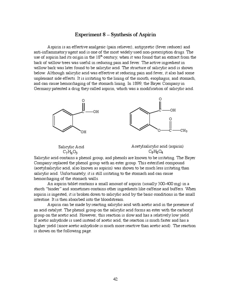8 Synthesis of Aspirin | PDF | Filtration | Aspirin