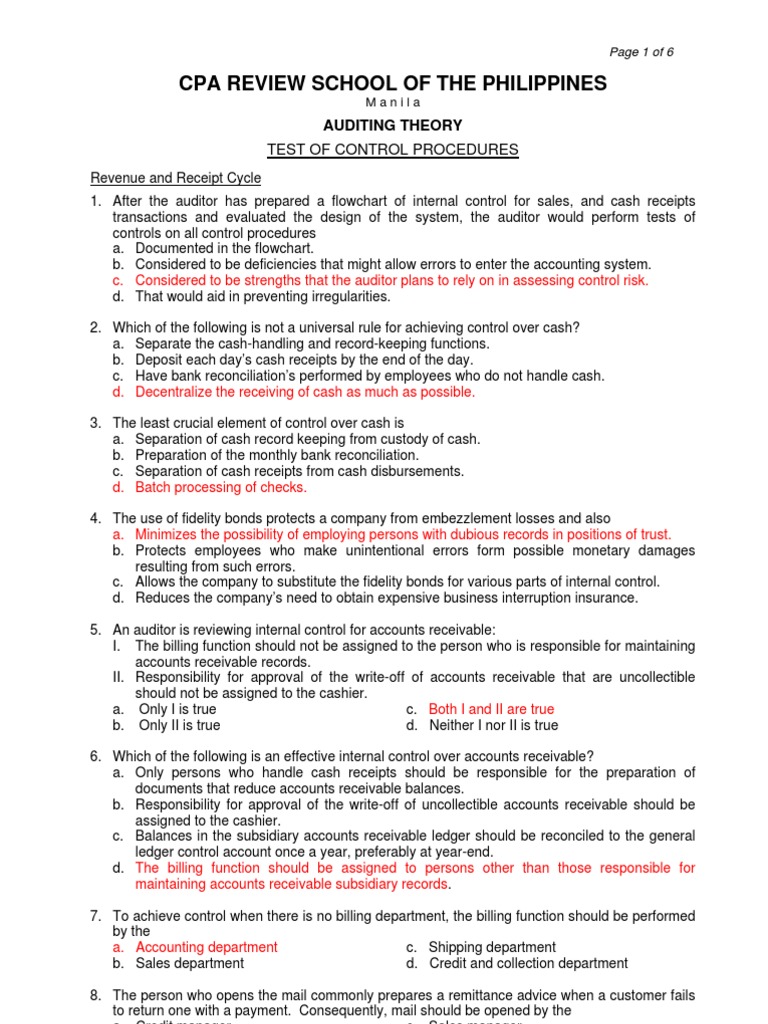 Auditing Theory: Control Procedures Guide | PDF | Accounts Payable ...
