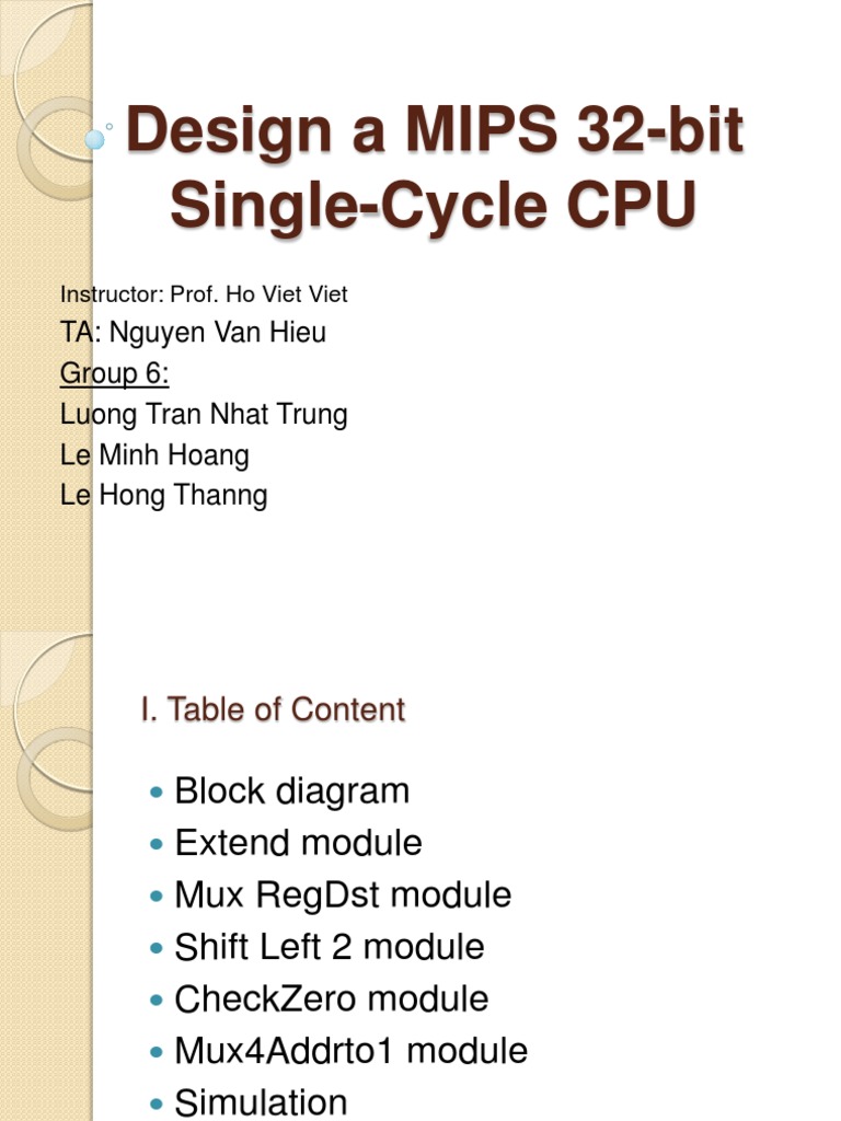 Slide Lab 3design A MIPS 32-Bit Single-Cycle CPU | PDF