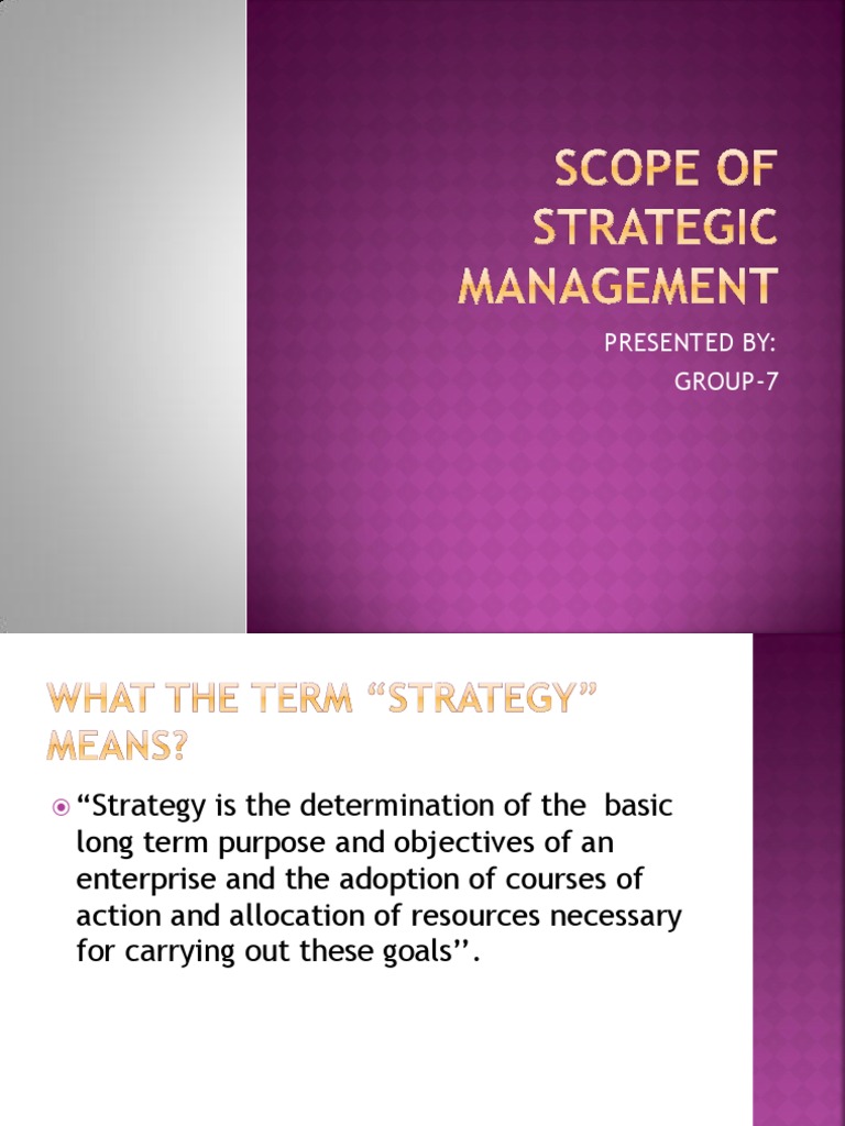 Scope of Strategic Management | PDF