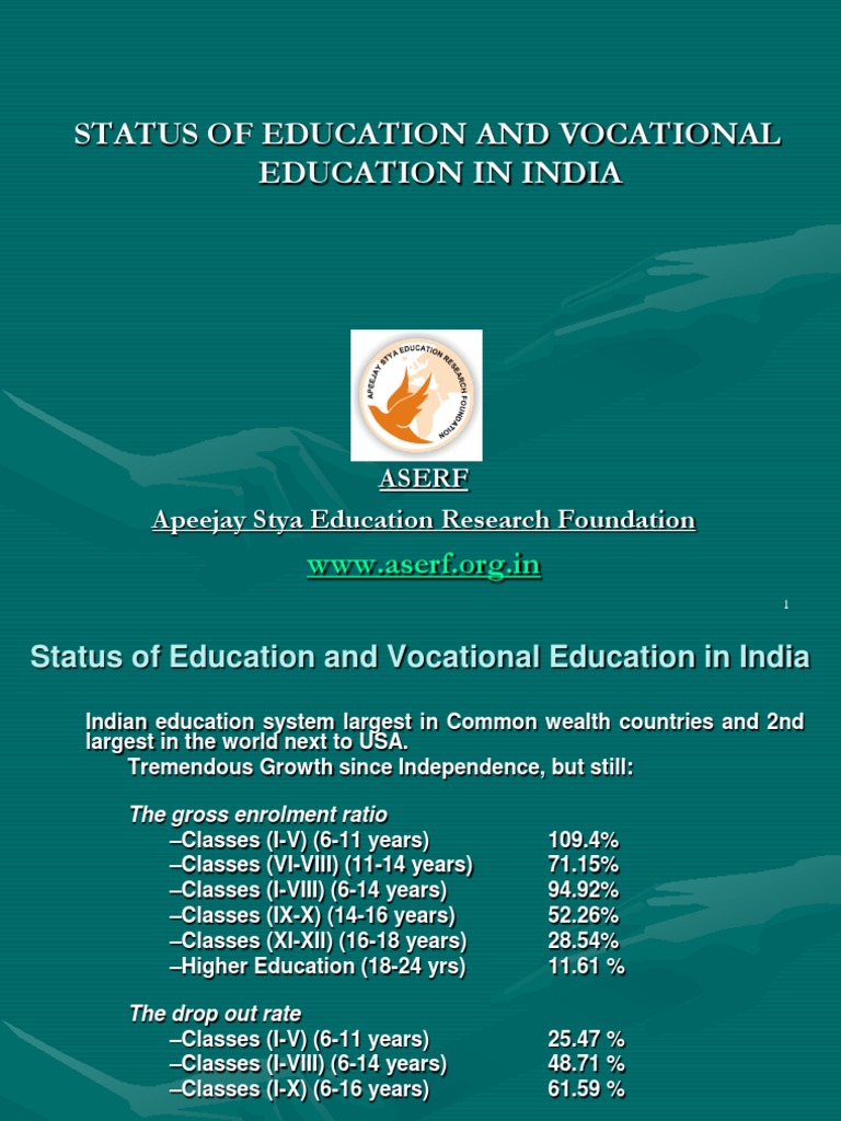 Status of Education and Vocational Education in India | PDF ...