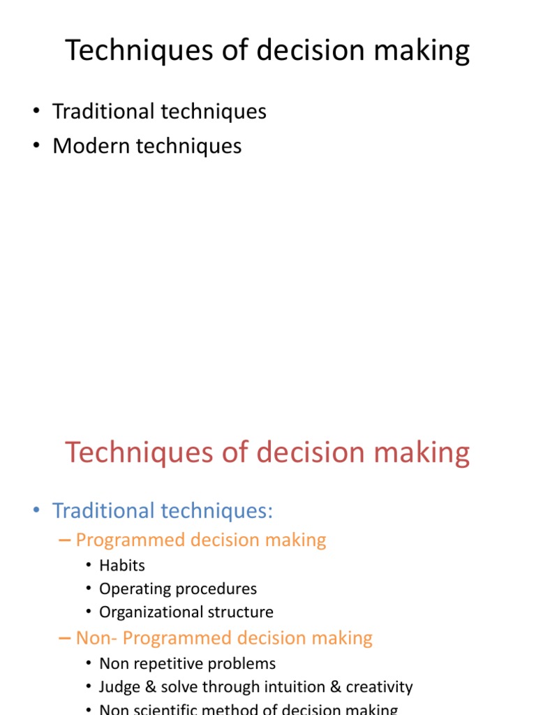Techniques of Decision Making | PDF | Decision Making | Mathematical ...