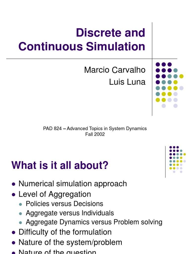 Discrete and Continuous Simulation | PDF | Dynamical System | Chaos Theory