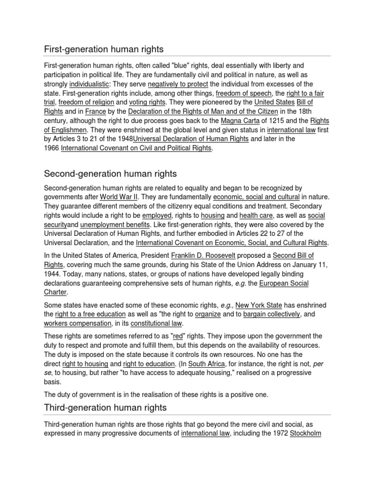 First-Generation Human Rights: Se, To Housing, But Rather "To Have ...