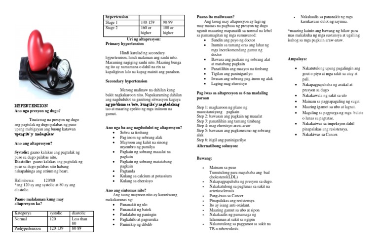 Pamphlet On Hypertension | PDF