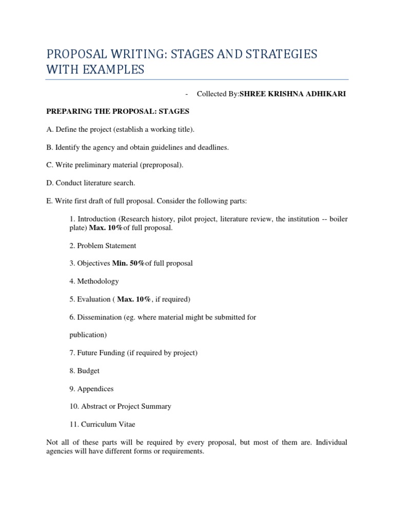 Proposal Writing: Stages and Strategies With Examples | PDF | Abstract ...