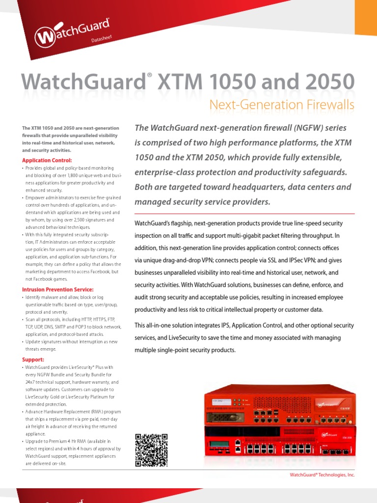 Watchguard XTM 1050 and 2050 Watchguard XTM 1050 and 2050: Next-Generation Firewalls Next ...