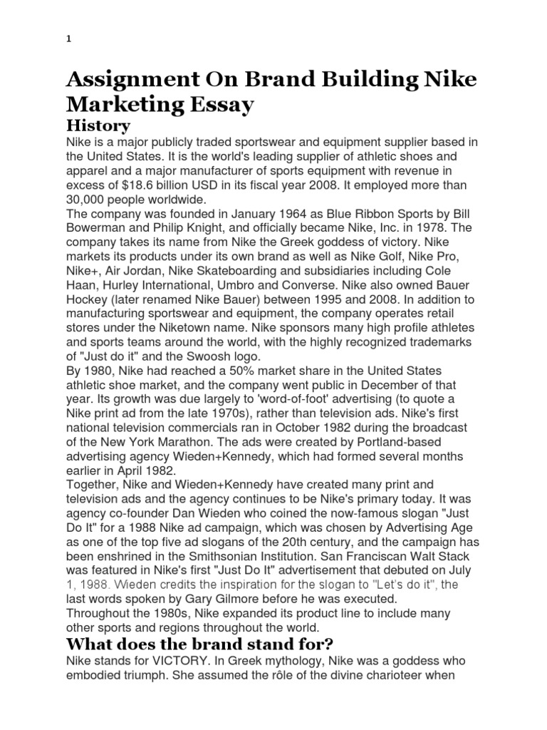 Assignment on Brand Building Nike Marketing Essay | Nike | Brand