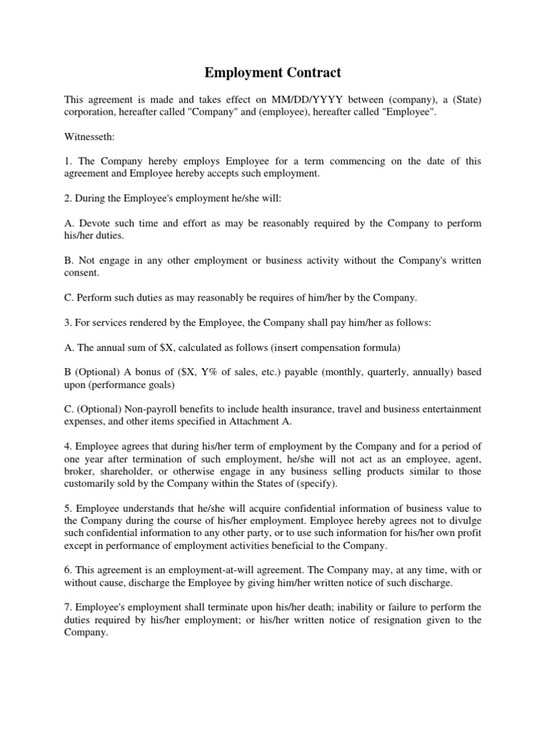 Employment Contract | Employment | Common Law