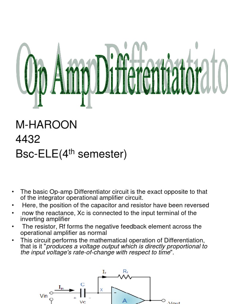 Op Amp Differentiator | PDF | Operational Amplifier | Amplifier