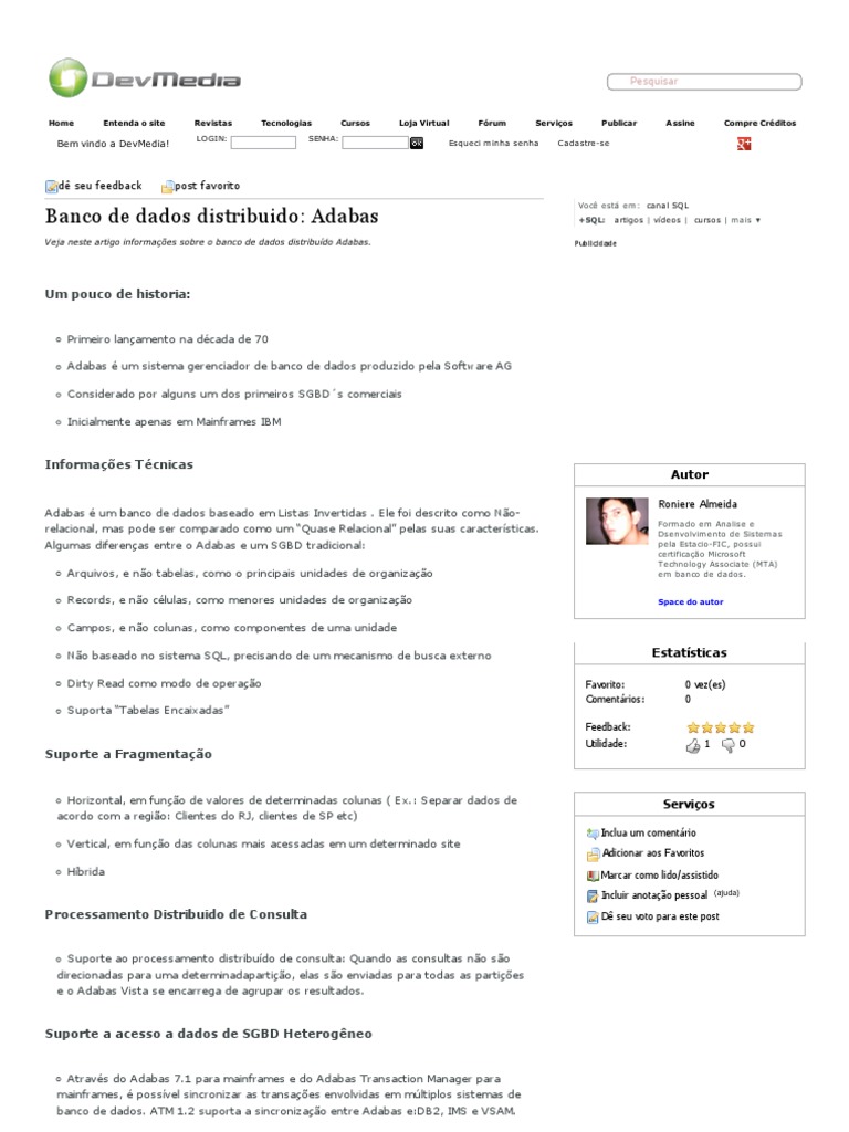 Banco de Dados Distribuido - Adabas | PDF | IBM DB2 | Bancos de dados