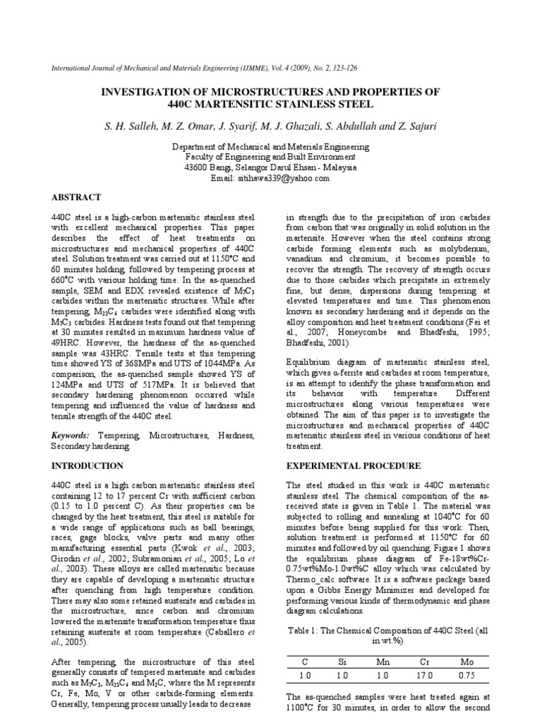 Investigation of Microstructures and Properties of | PDF | Heat ...