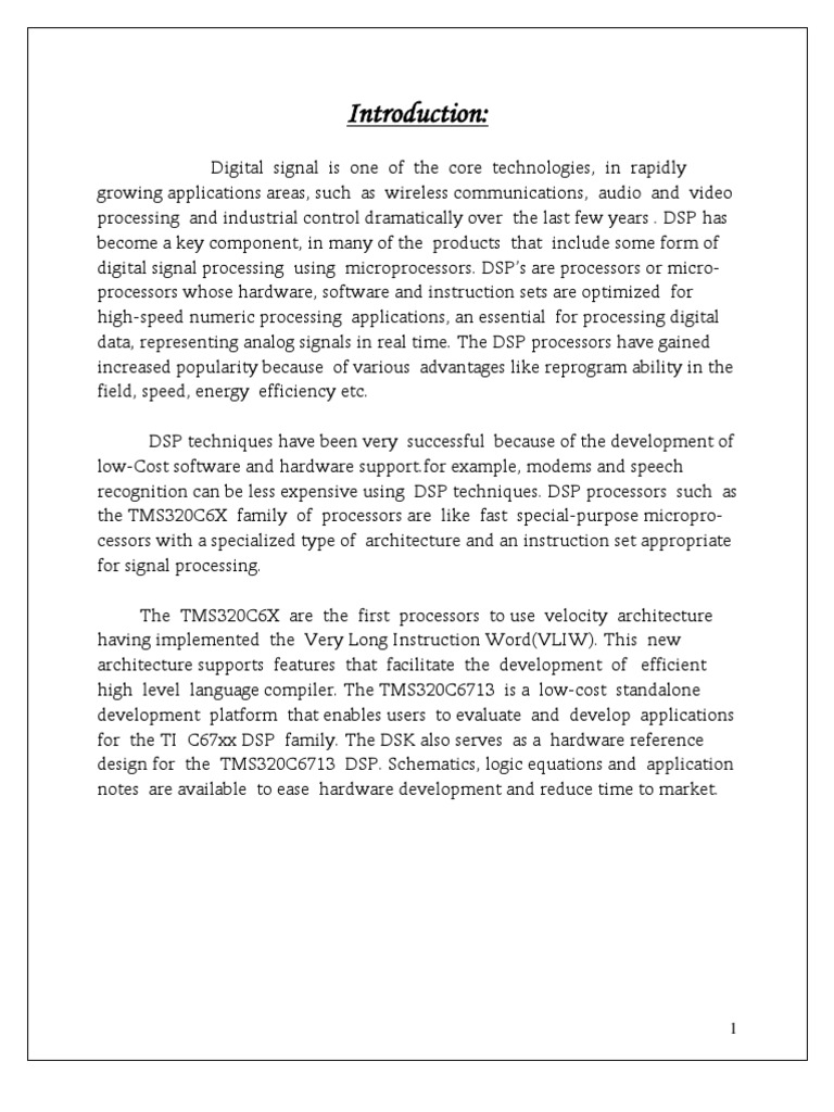 DSP Casestudy | PDF | Digital Signal Processor | Central Processing Unit