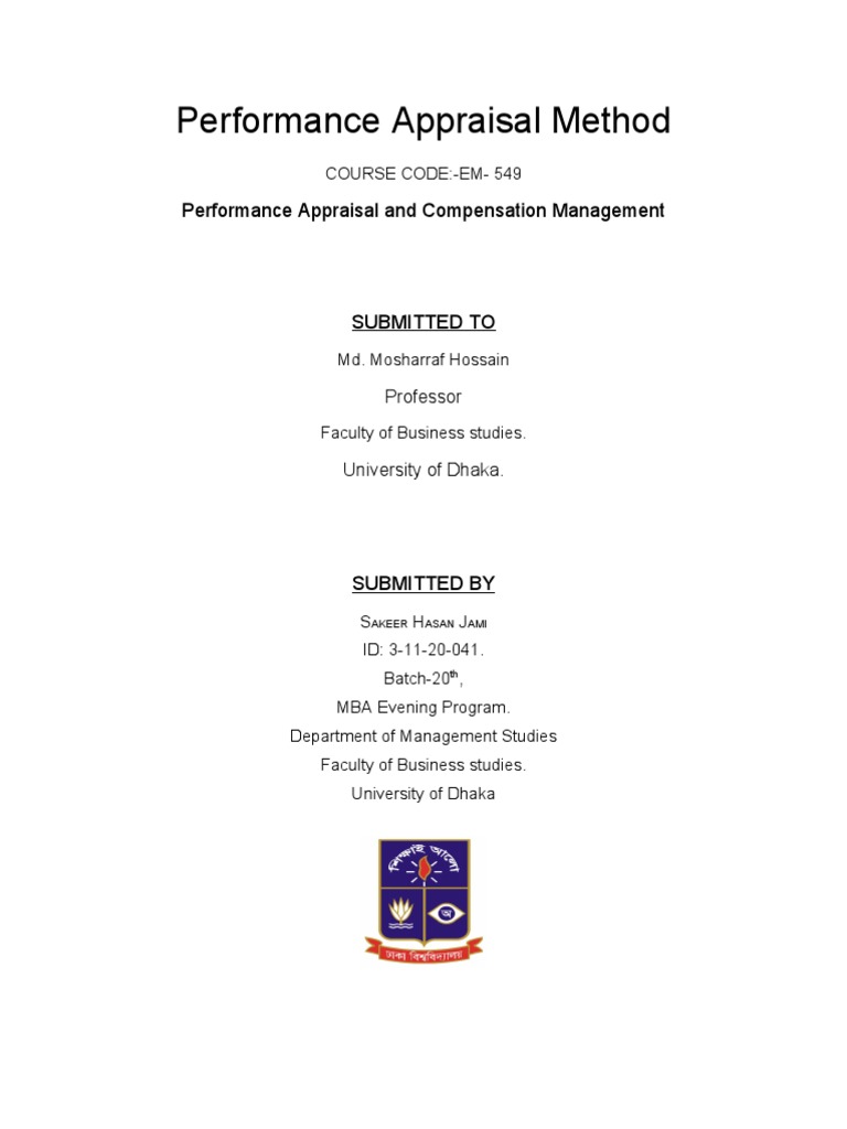 Performance Appraisal Methods: A Review and Analysis of Critical ...