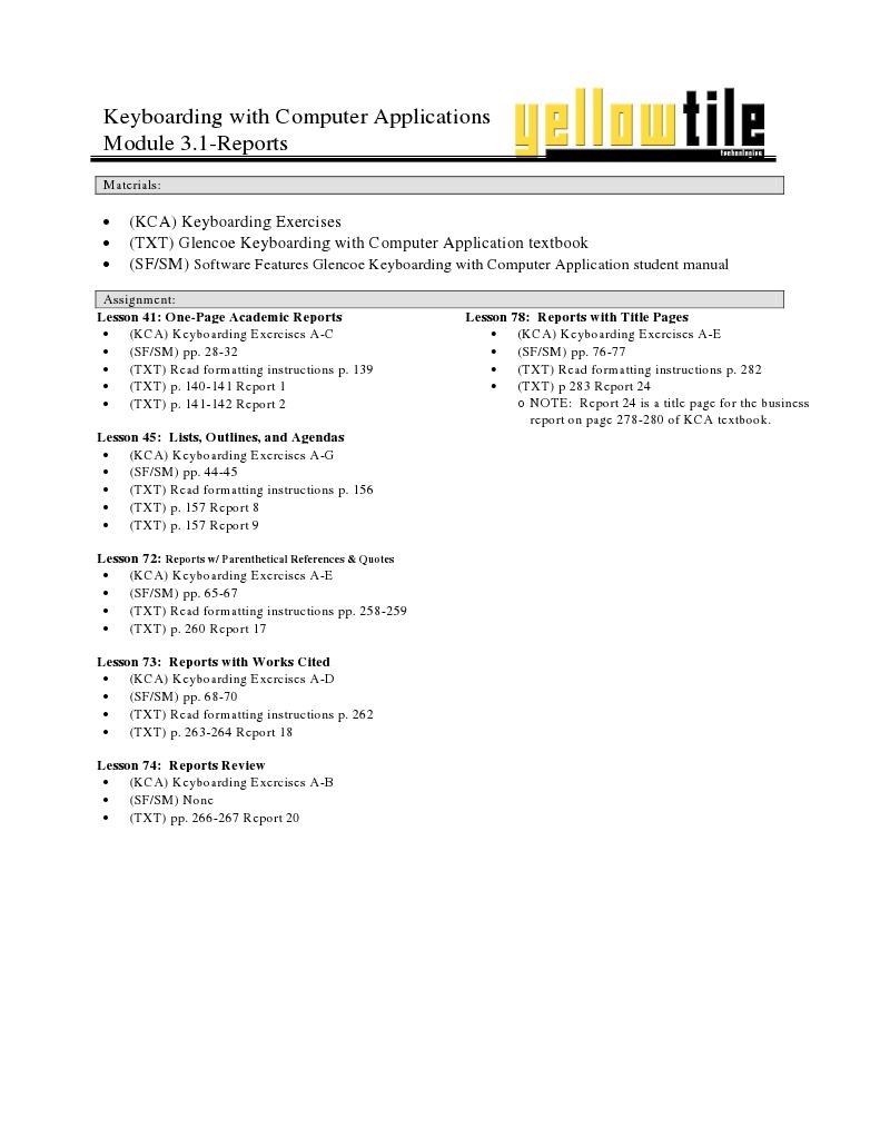 Keyboarding Reports Module Overview | PDF