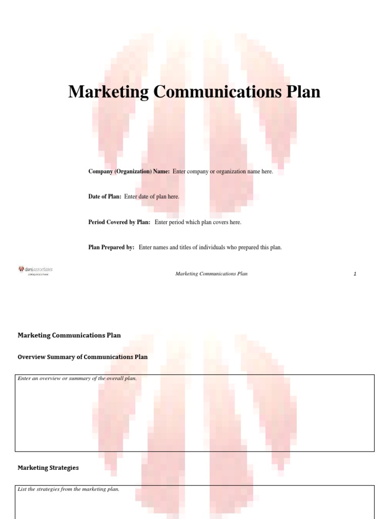 Marketing Communications Plan 1 | PDF | Marketing Communications ...