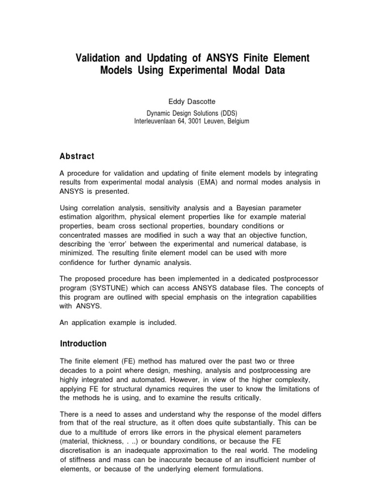 Validation and Updating Ansys Model Using Expt Modal Data | PDF | Finite Element Method ...