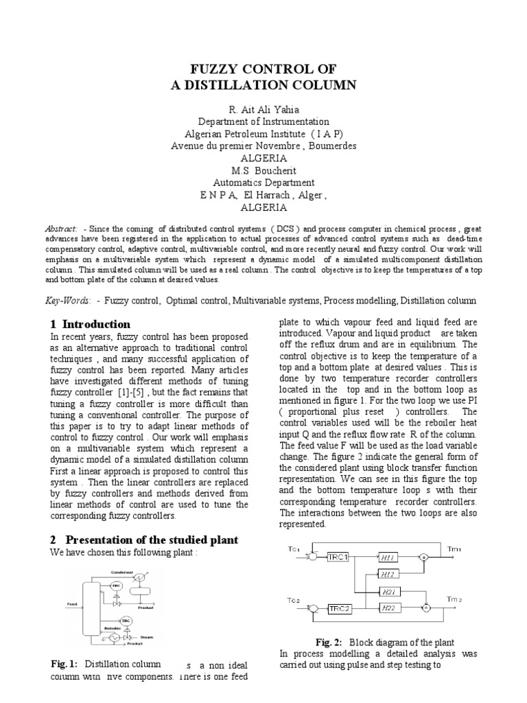Fuzzy Control Distillation Column | PDF | Fuzzy Logic | Distillation