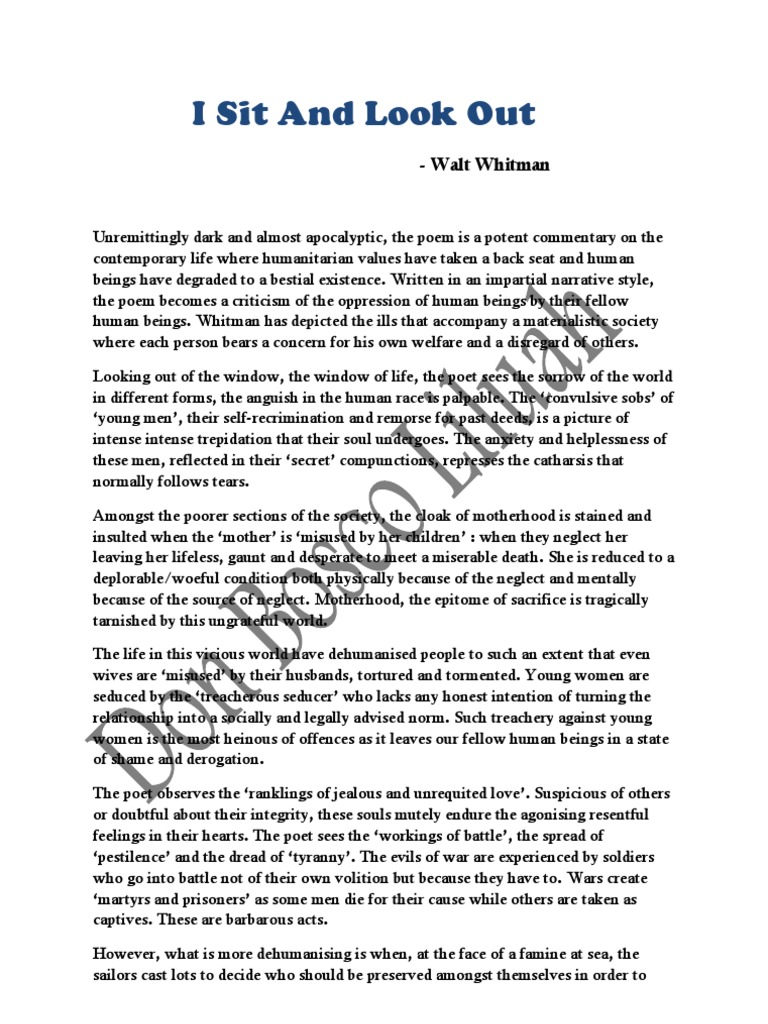 I Sit and Look Out | PDF