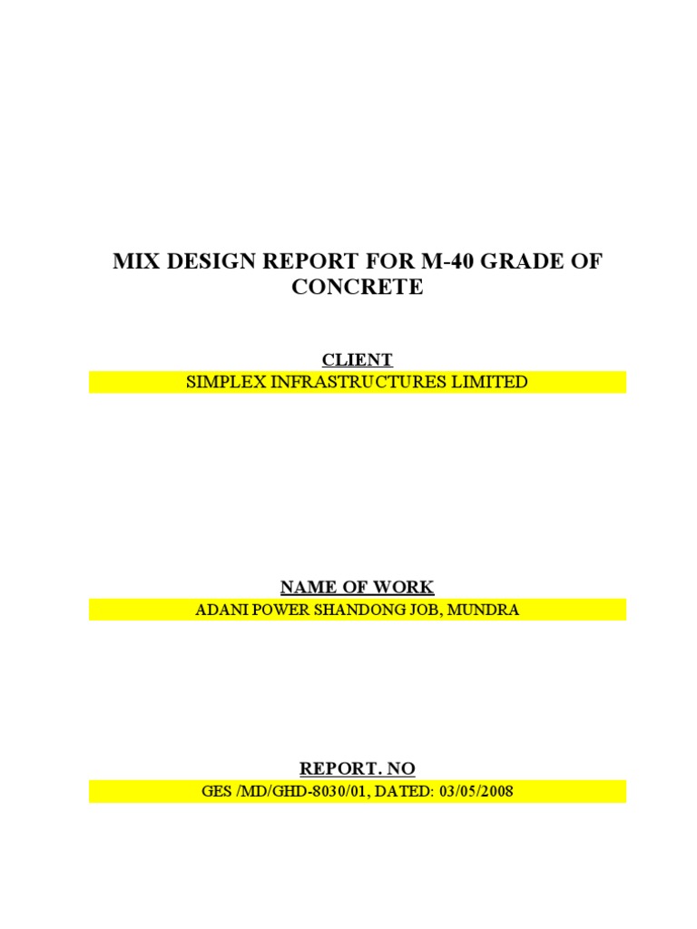 Mix Design - m40 - Modified 28 Days Ccs | PDF | Construction Aggregate ...