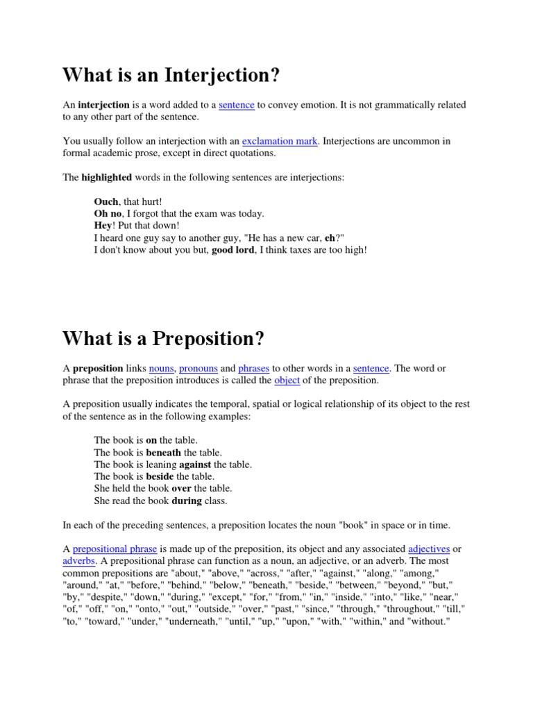 What Is An Interjection? | PDF | Language Arts & Discipline