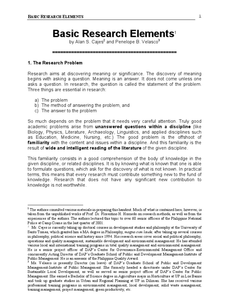 Basic Research Elements PDF | PDF | Experiment | Theory