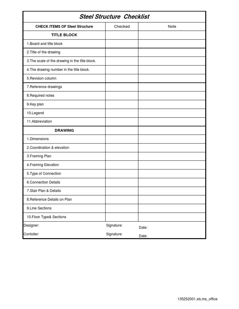 Steel Structure Check List | PDF