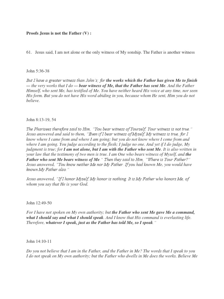 Proofs Jesus Is Not The Father | PDF | Eternal Life (Christianity ...