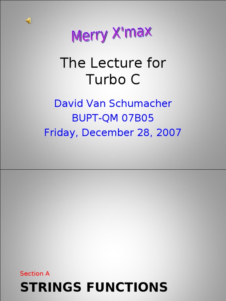 The Lecture For Turbo C | PDF | String (Computer Science) | C (Programming Language)