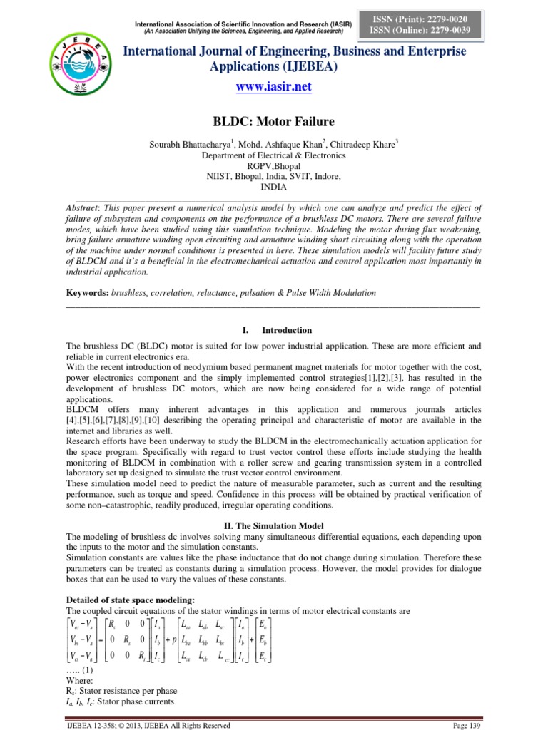 BLDC: Motor Failure | Download Free PDF | Inductance | Electromagnetism