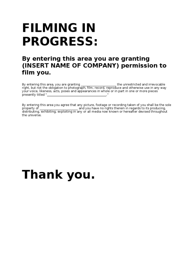 Filming in Progress Notice Template | PDF | Games & Activities | Home ...