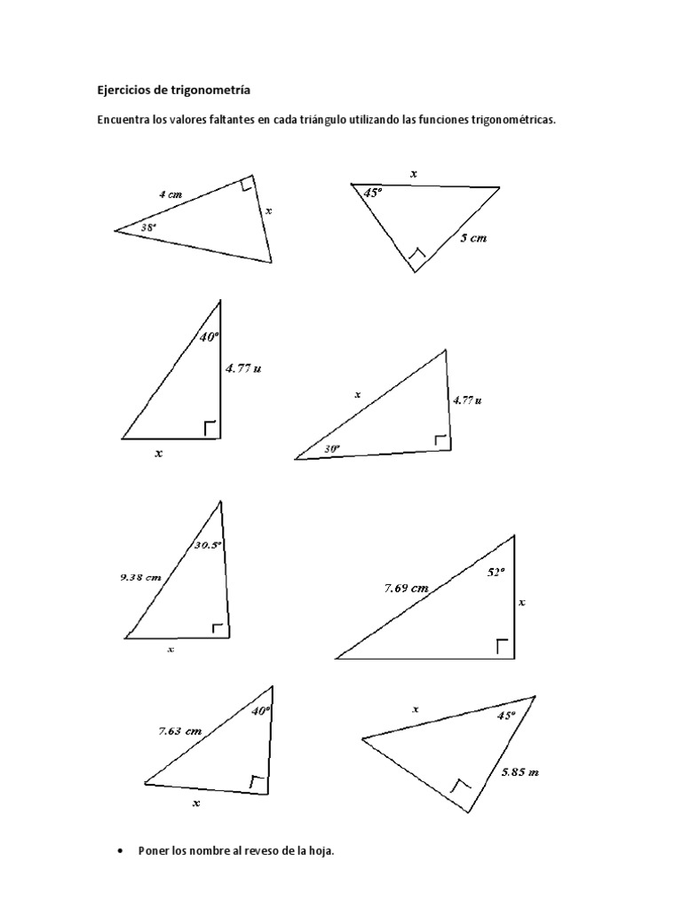 Ejercicios de Trigonometría | PDF