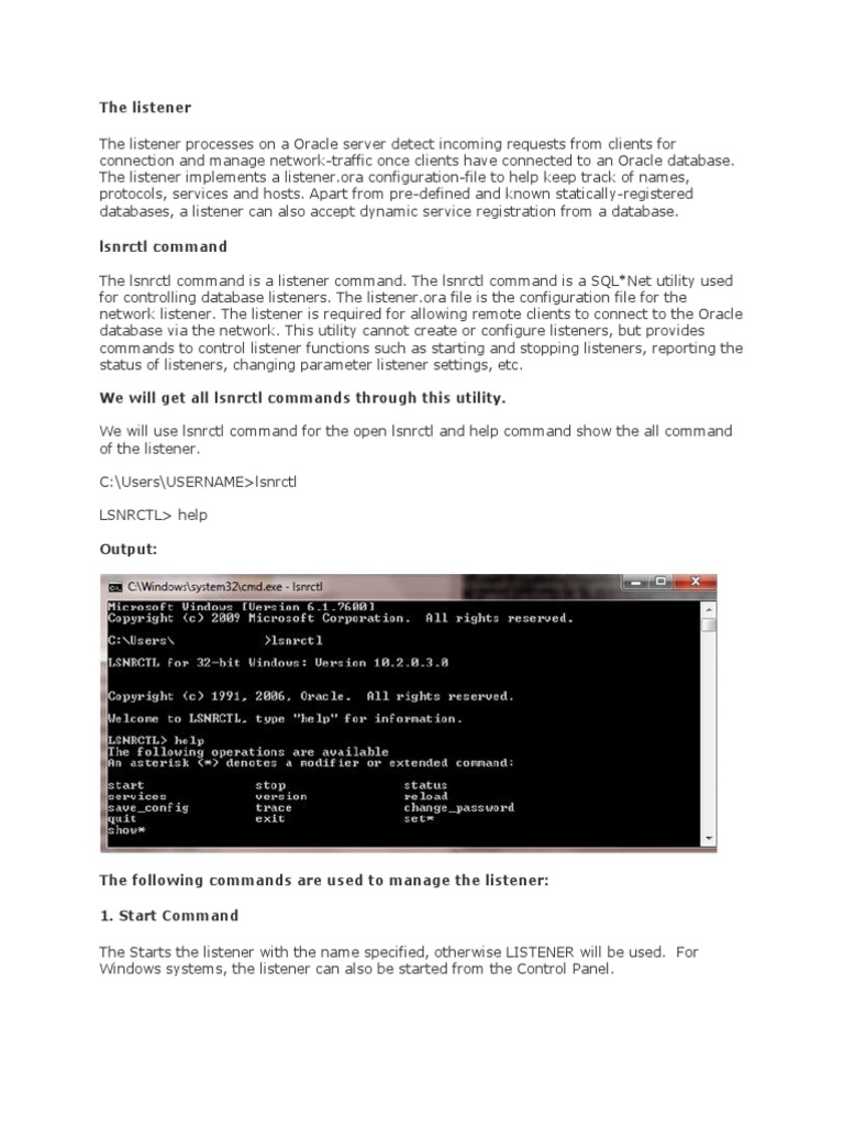 Listener Control Utility In Oracle Pdf Oracle Database Databases 9364
