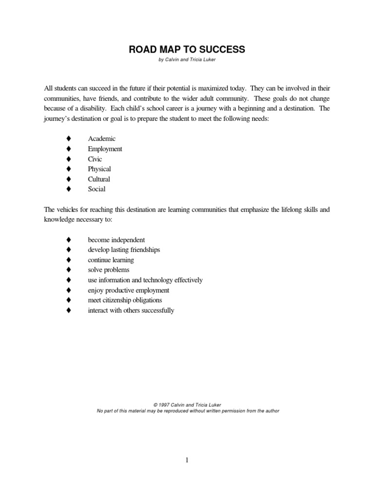 Roadmap To Success | PDF | Individualized Education Program | Goal