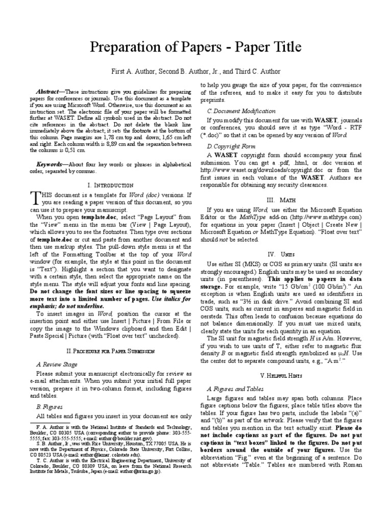 Waset Template | PDF | Magnetization | Magnetic Field