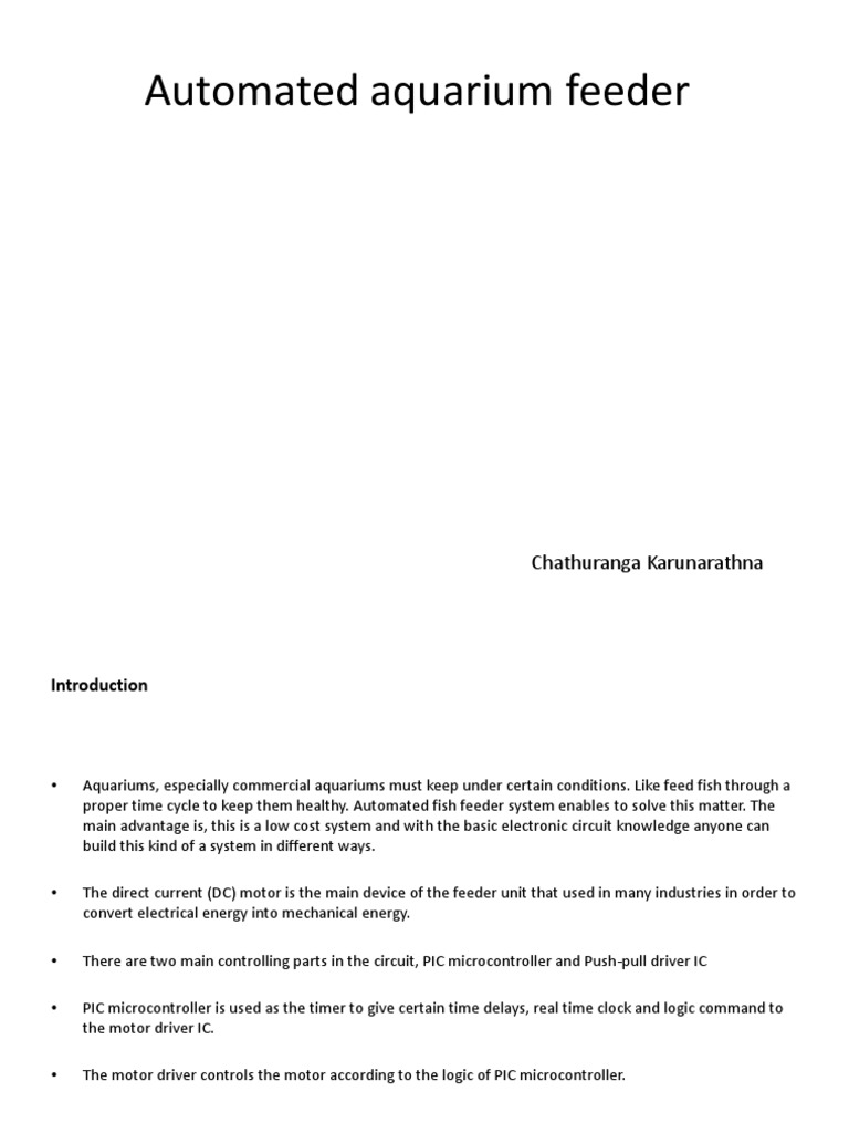Automated Aquarium Feeder | PDF | Pic Microcontroller | Microcontroller