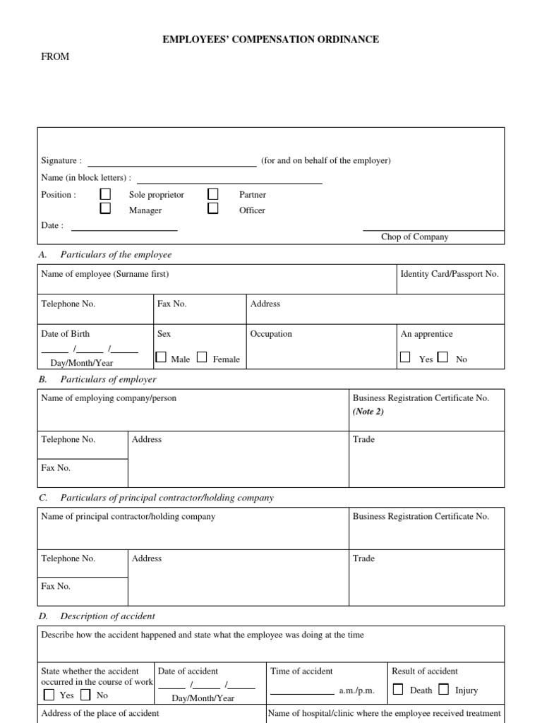 Employee Compensation Form PDF | PDF | Employment | Injury