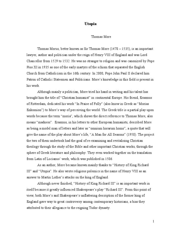 Utopia Thomas More | PDF | Utopia (Book) | Utopia