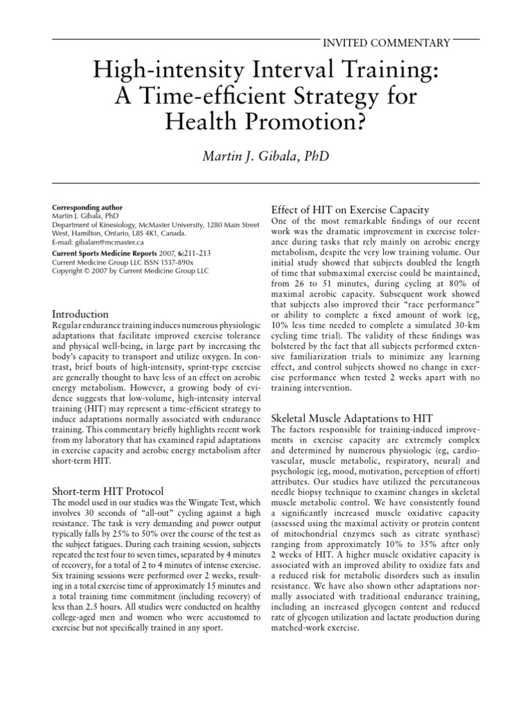 High-Intensity Interval Training: A Time-Efficient Strategy For Health ...