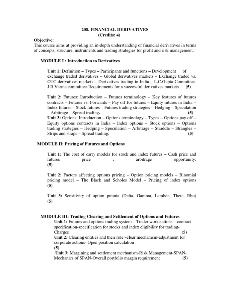 Financial Derivatives | PDF | Futures Contract | Option (Finance)