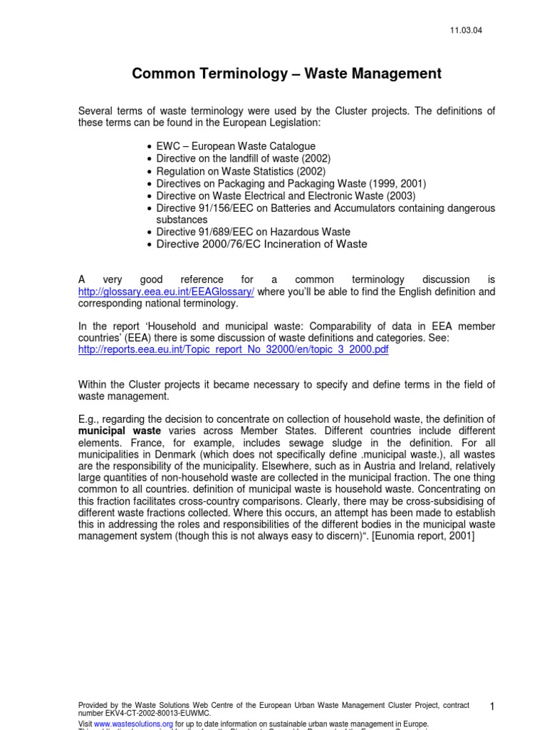 Wastesolutions Terminology | PDF | Municipal Solid Waste | Waste